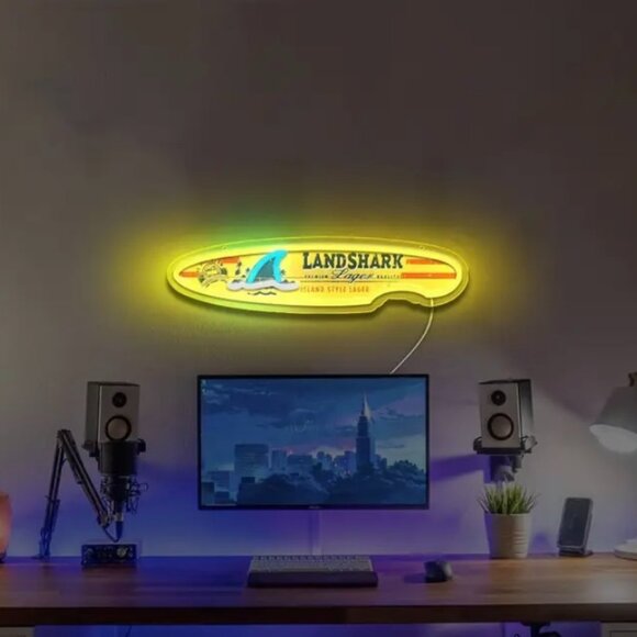 Wall Decor | Custom Vintage Landshark Beer Neon Led Sign For Man Caves ...